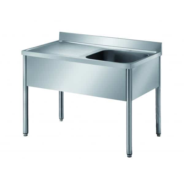 Plonge démontable sur pieds ronds sans étagère inox ferritique 1 bac profondeur 600 mm longueur ...