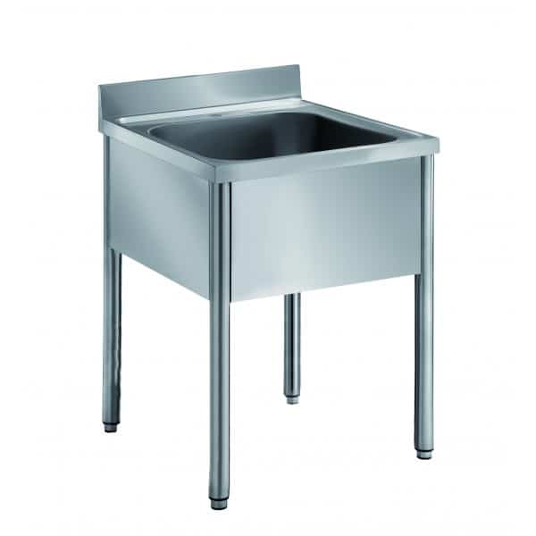 Plonge démontable sur pieds ronds sans étagère inox ferritique 1 bac au centre profondeur 700 mm ...