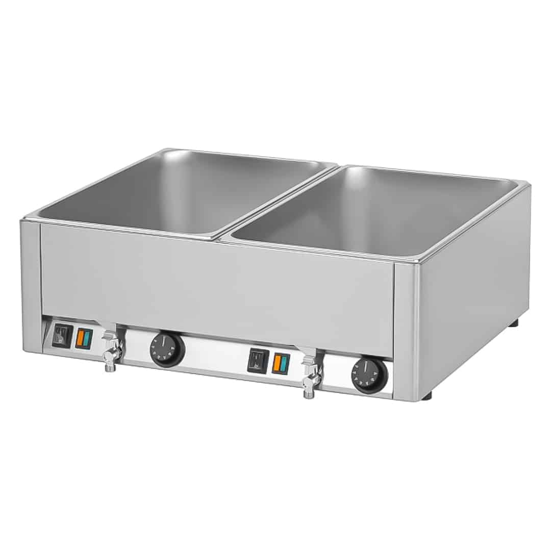 Double bain-marie professionnel GN 1/1 avec 2 robinets - Matériels Cuisine