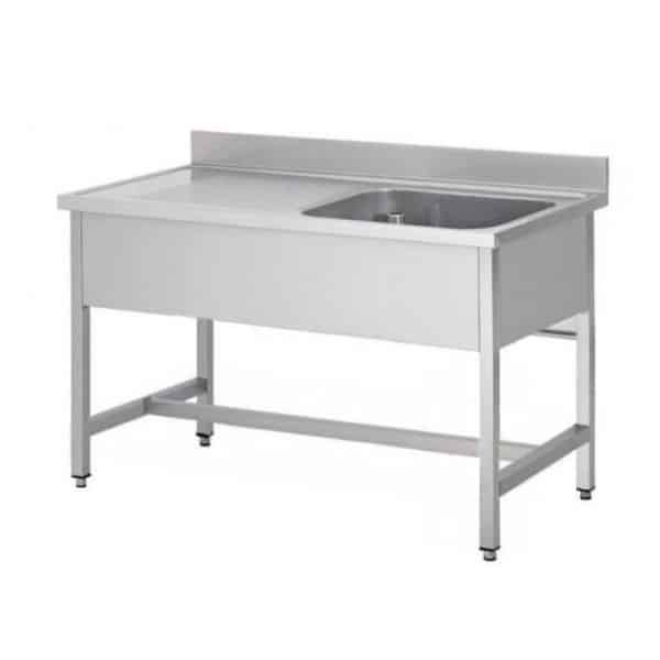 Plonge soudée sur pieds carrés sans étagère inox ferritique 1 bac à droite P 600 mm - Matériels ...