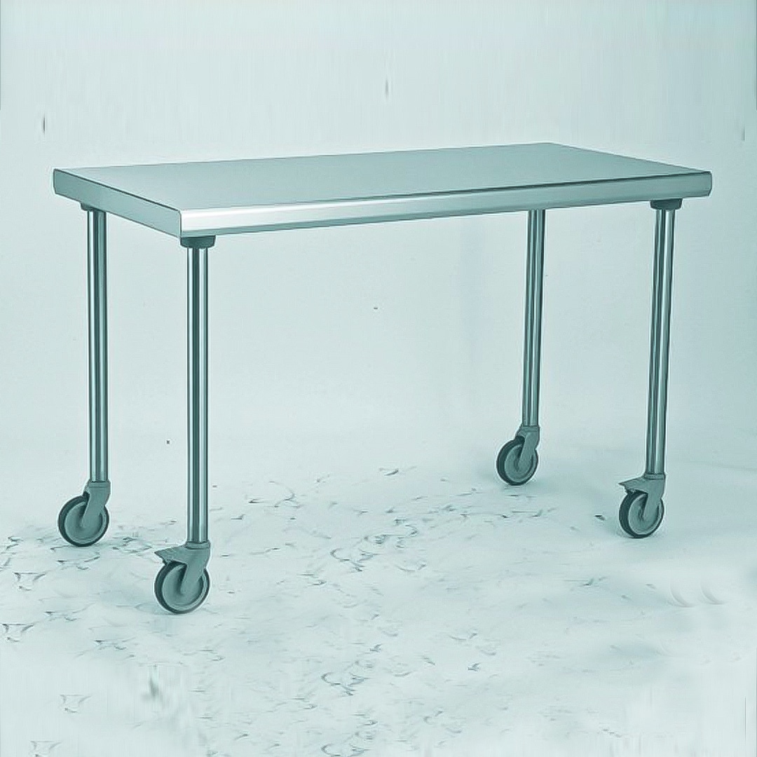 Table inox TS 15N démontable sur roues centrale pieds ronds largeur 600 ...