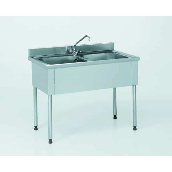 Plonge démontable sans étagère adossée 2 bacs L 1400 x l 700 x H 900 mm ...
