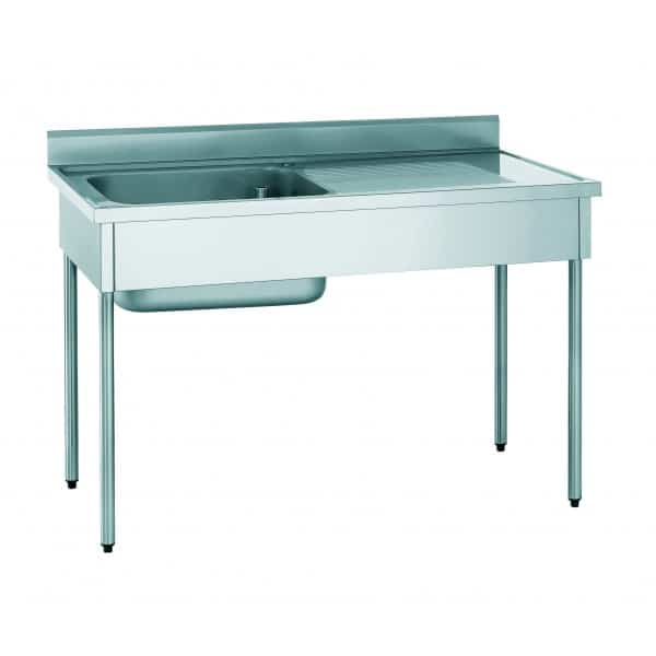 Plonge démontable avec dosseret 1 bac égouttoir à droite largeur 700 mm - Matériels Cuisine