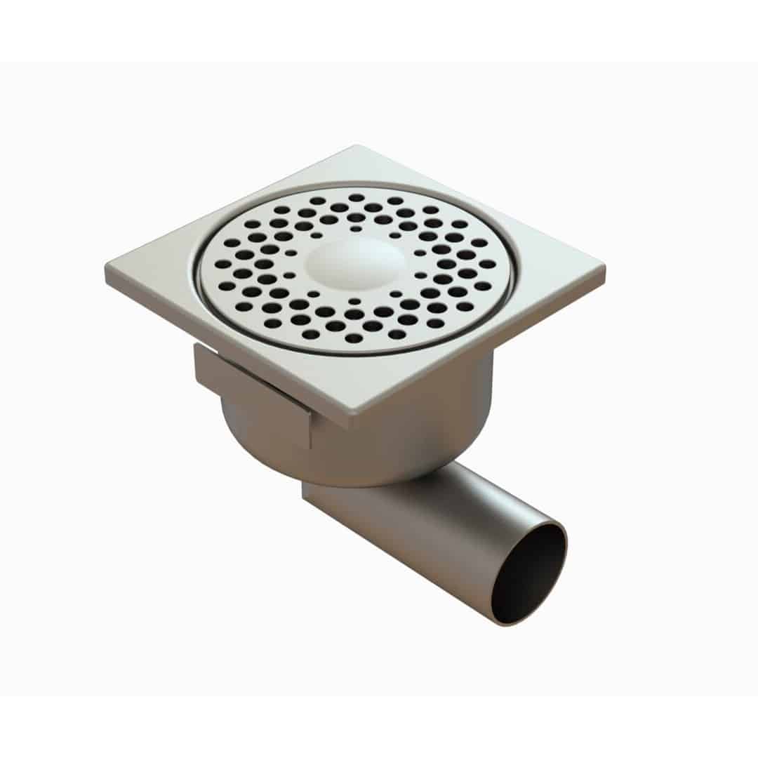 Siphon cuisine inox 150 x 150 mm : Prise de terre et sortie latérale ...