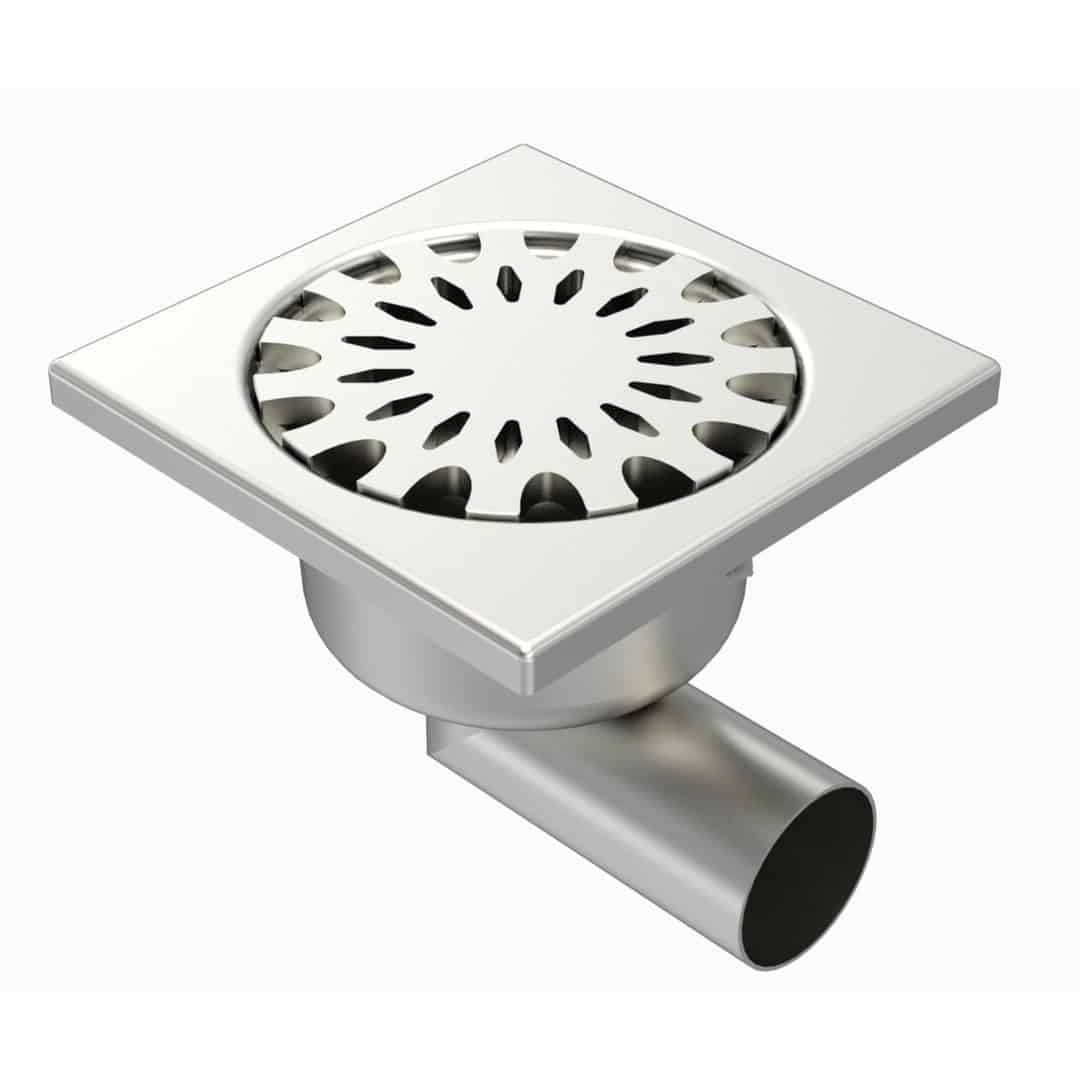 Siphon de sol en inox 200 x 200 mm avec prise de terre - Matériels Cuisine