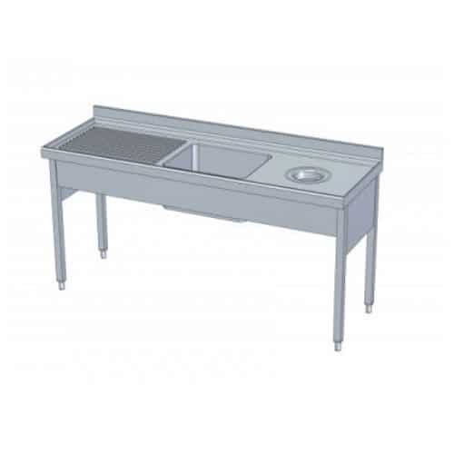Plonge 1 bac avec trou vide-déchets, 1 égouttoir à gauche, L 1800 x P 700 x H 850 mm - Matériels ...