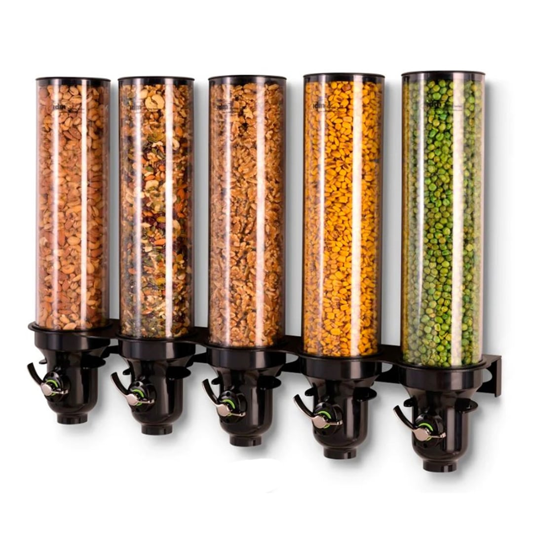 Distributeur mural d'aliments secs gamme Free Flow noir 5 x 4,5 L ...